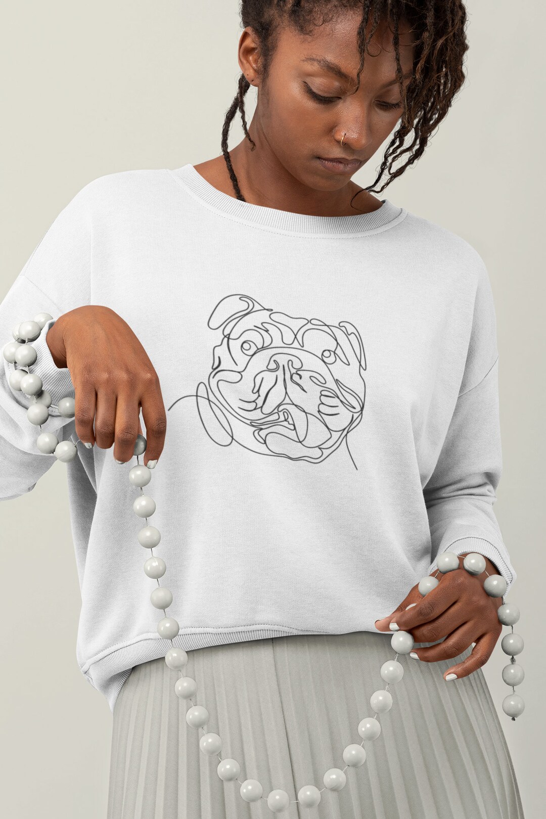 English Bulldog One Line Art Crewneck Sudadera / Suéter estético de ...