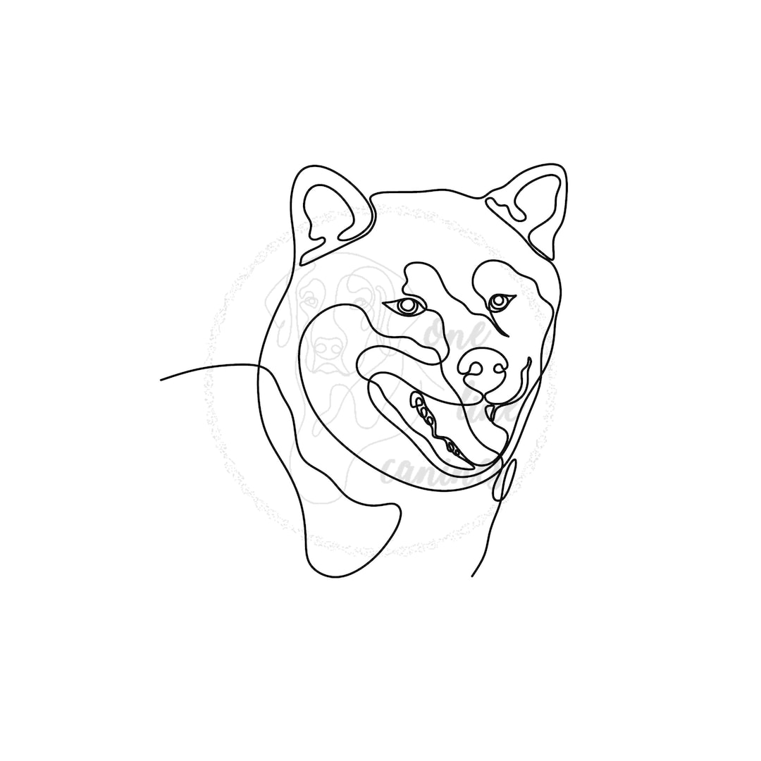 Shiba Inu One Line Art SVG | Custom Dog Portrait Digital Download - Etsy