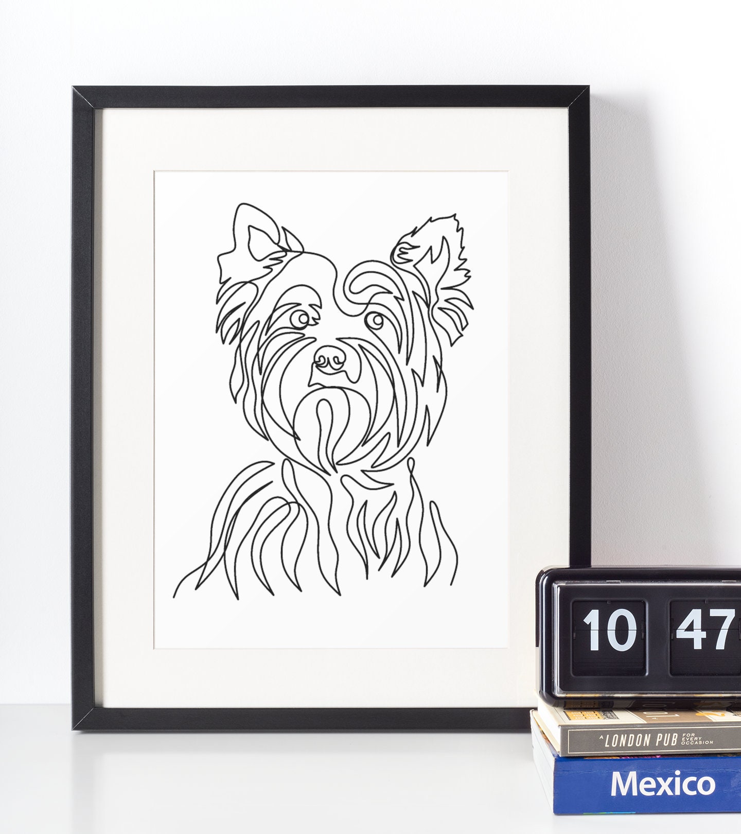 Yorkie One Line Art Pet Portrait Minimalist Aesthetic Room - Etsy