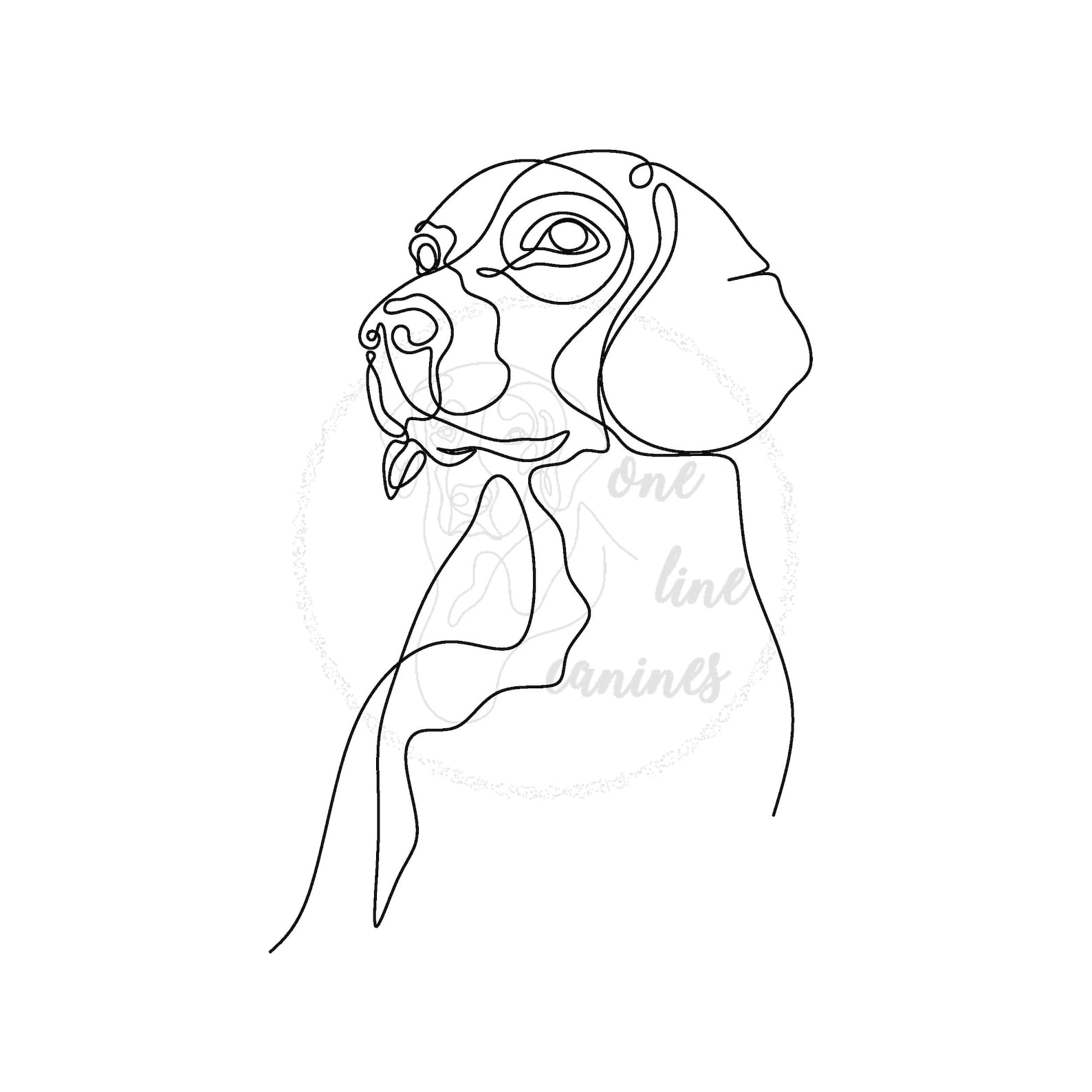 Beagle One Line Art SVG | Custom Dog Portrait Digital Download - Etsy