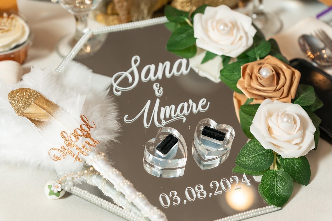 Wedding/nikkah/engagement Ring Mirror Plate - Etsy