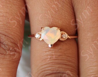 Opal Heart Ring - Etsy