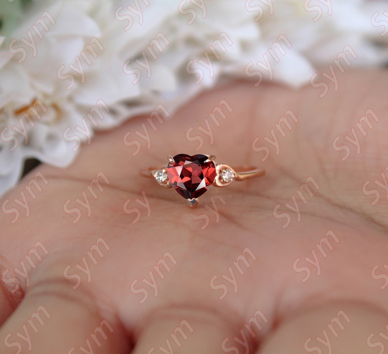 Heart Shape Red Garnet Valentine Day Gift Ring for Love - Etsy