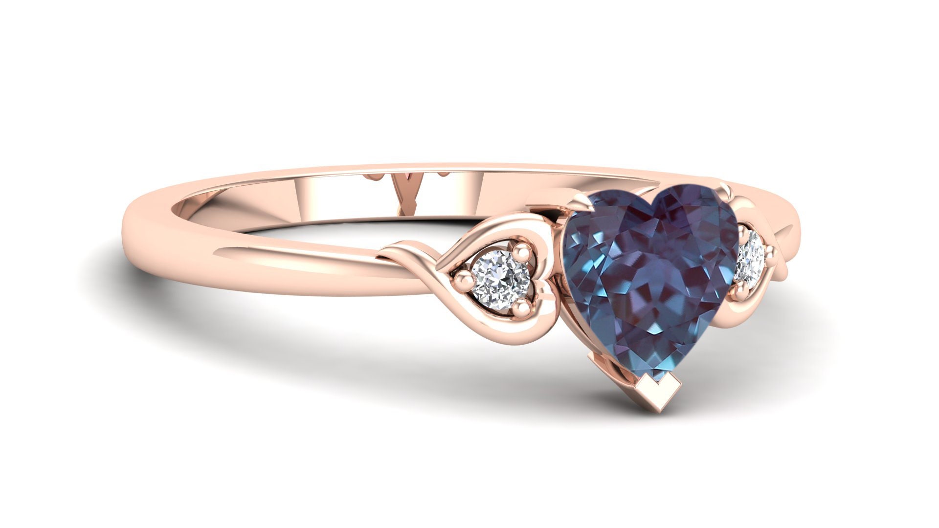 Colour Change Alexandrite Heart Shape Valentine Day Gift Ring | Etsy