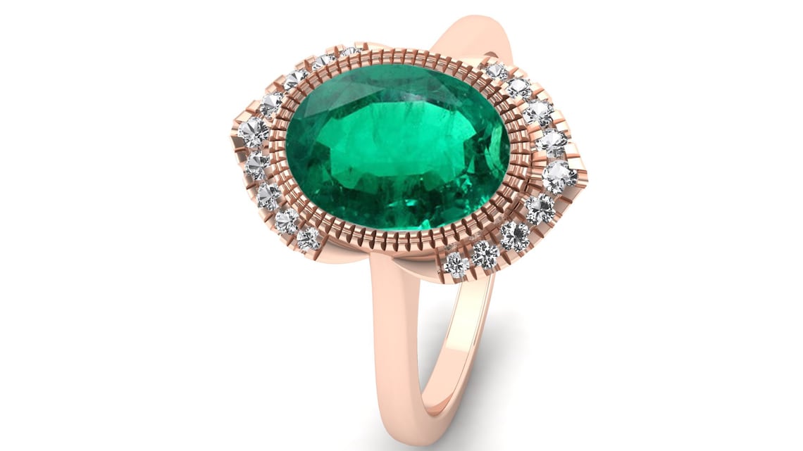 1.78 ct AAA Emerald in 14k Rose gold plated Emerald engagement | Etsy