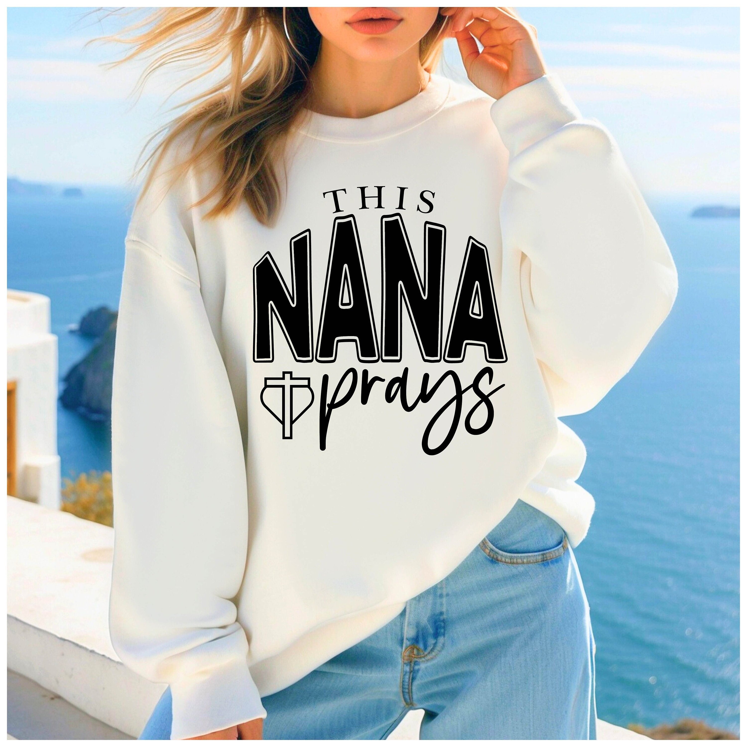 Religious Nana Prays SVG, Christian Grandma Clipart, Prayerful Design ...