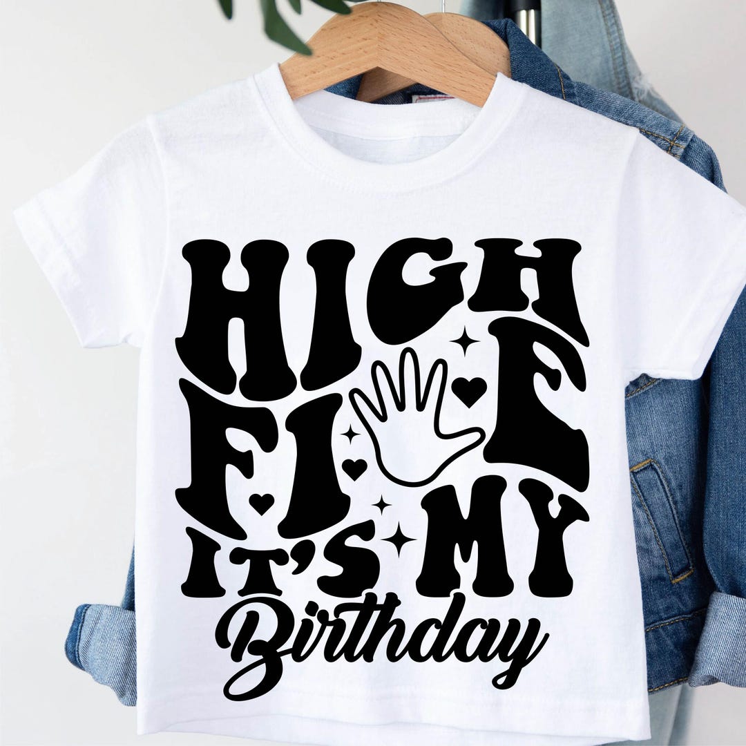 Five Birthday Svg, Retro High Five Svg, Fifth Birthday Svg, Checkered ...