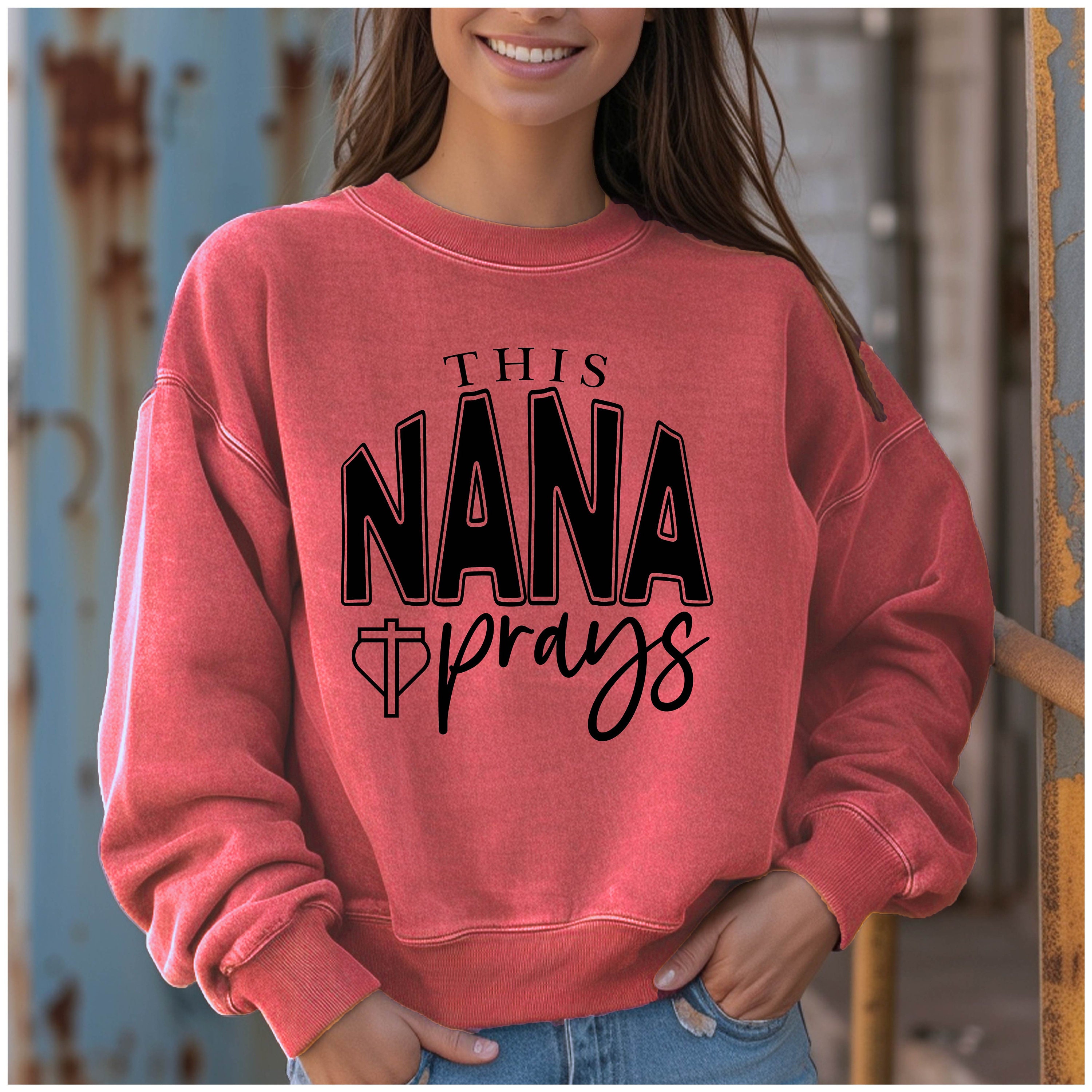 Religious Nana Prays SVG, Christian Grandma Clipart, Prayerful Design ...