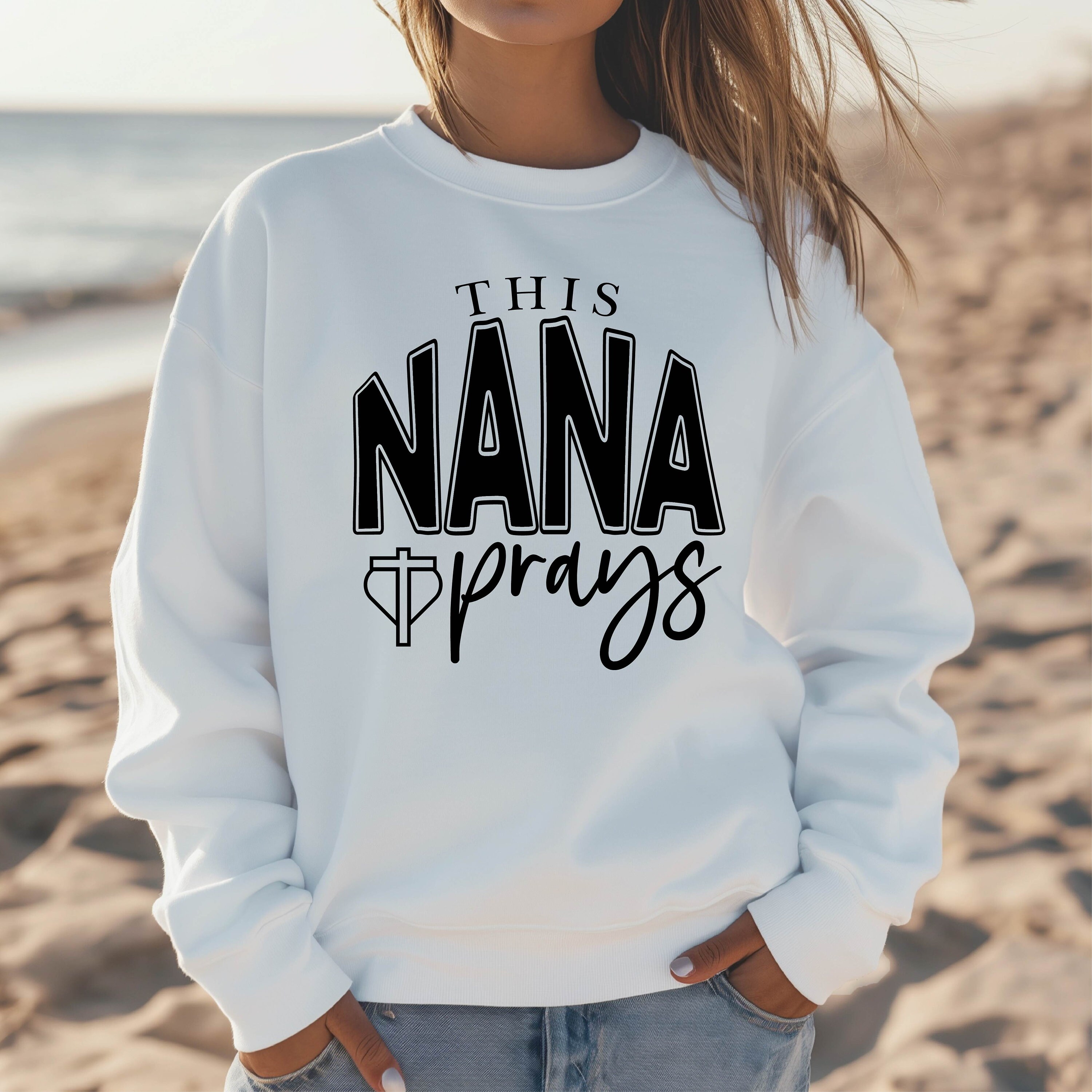 Religious Nana Prays SVG, Christian Grandma Clipart, Prayerful Design ...