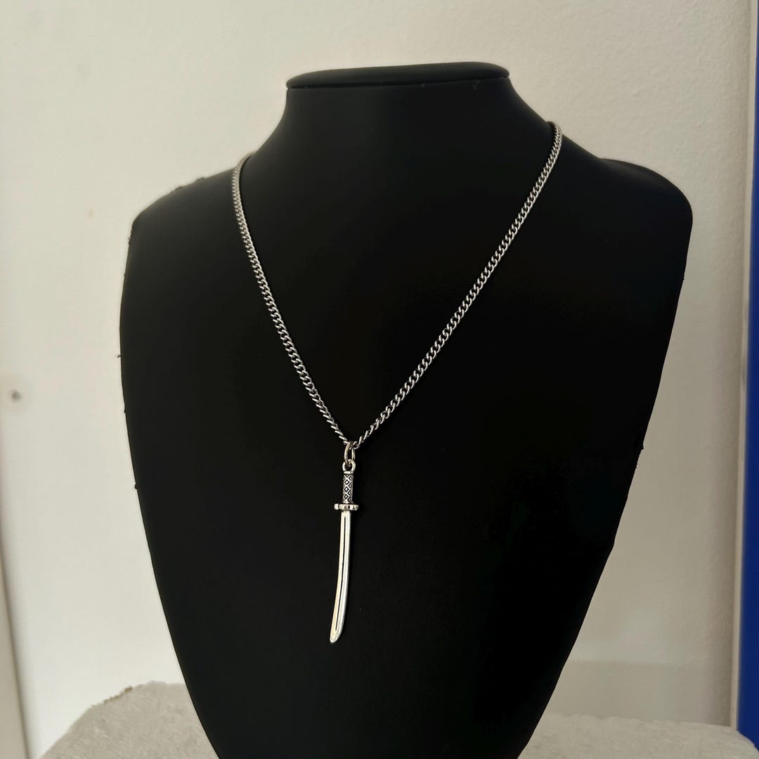 Unisex Silver Samurai Katana Necklace Mens Chain Womens Chain Anime ...