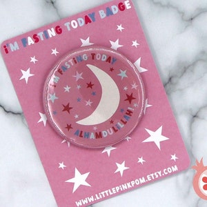 Pink Moon Fasting Today Badge - Ramadan Badge - Islamic Fasting Badge ...
