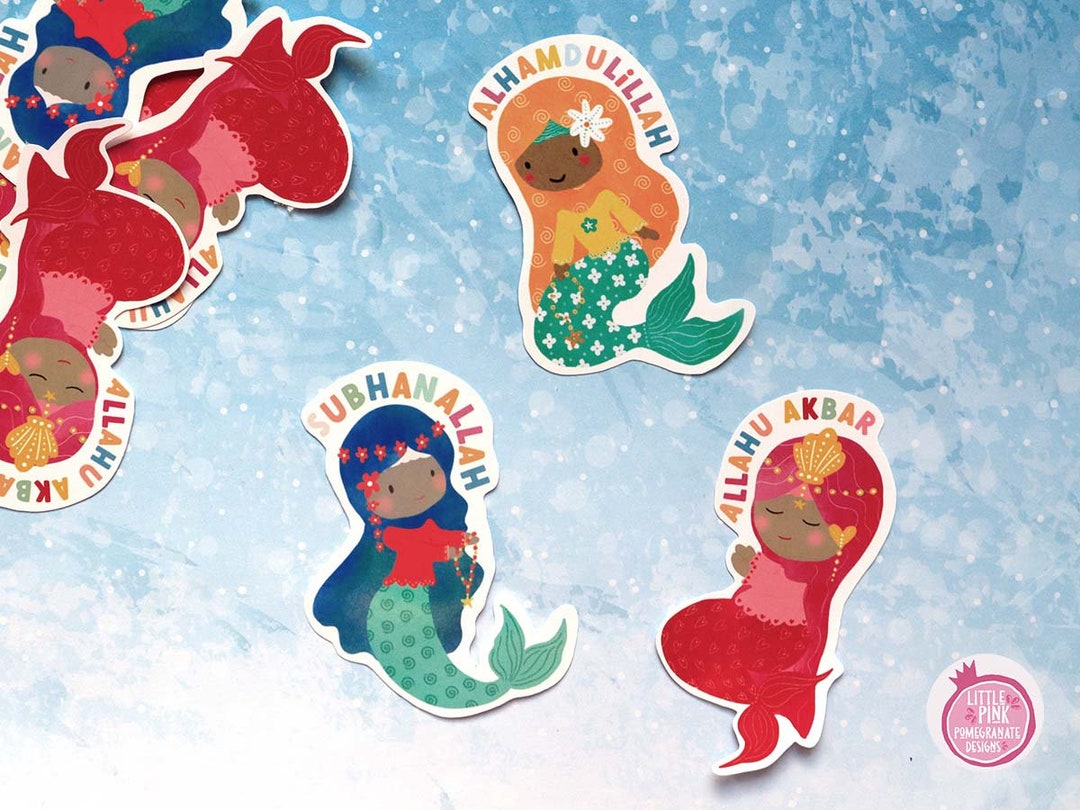 Modest Mermaid Dhikr Stickers - Muslim Stickers - Hijabi Stickers ...