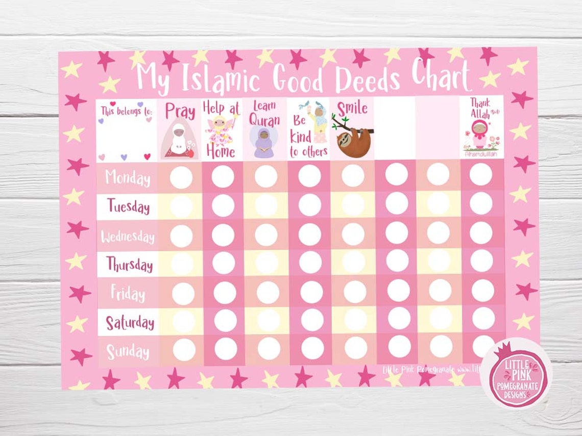 Islamic Good Deeds Chart Muslim Children Good Deeds Chart | Etsy