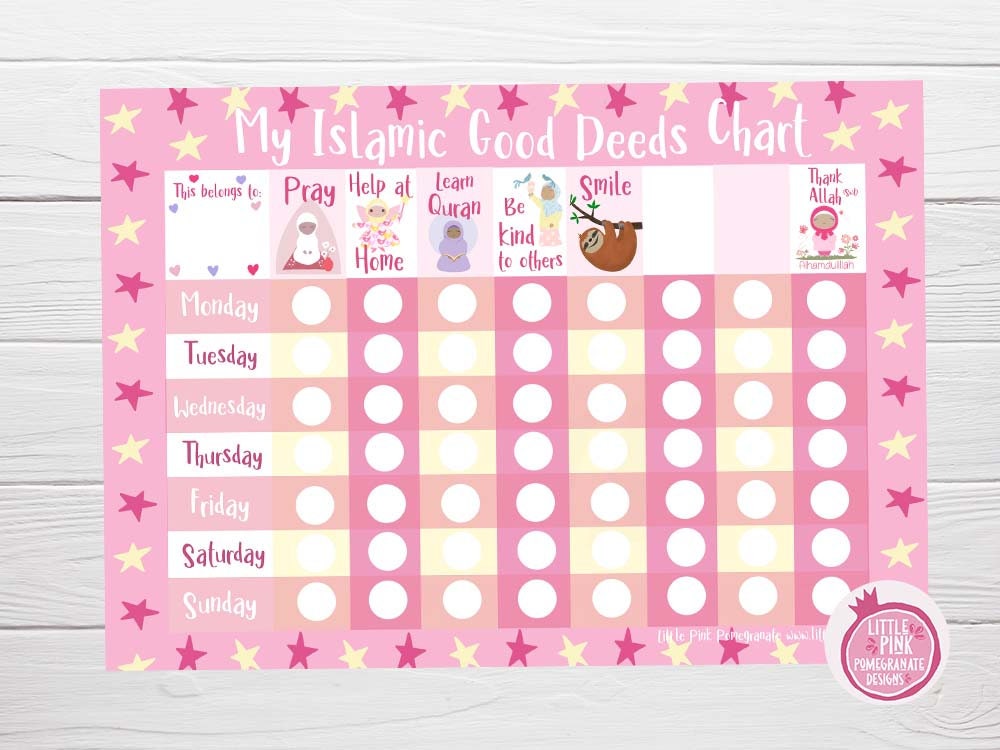 Islamic Good Deeds Chart - Muslim Children Good Deeds Chart - Islamic ...