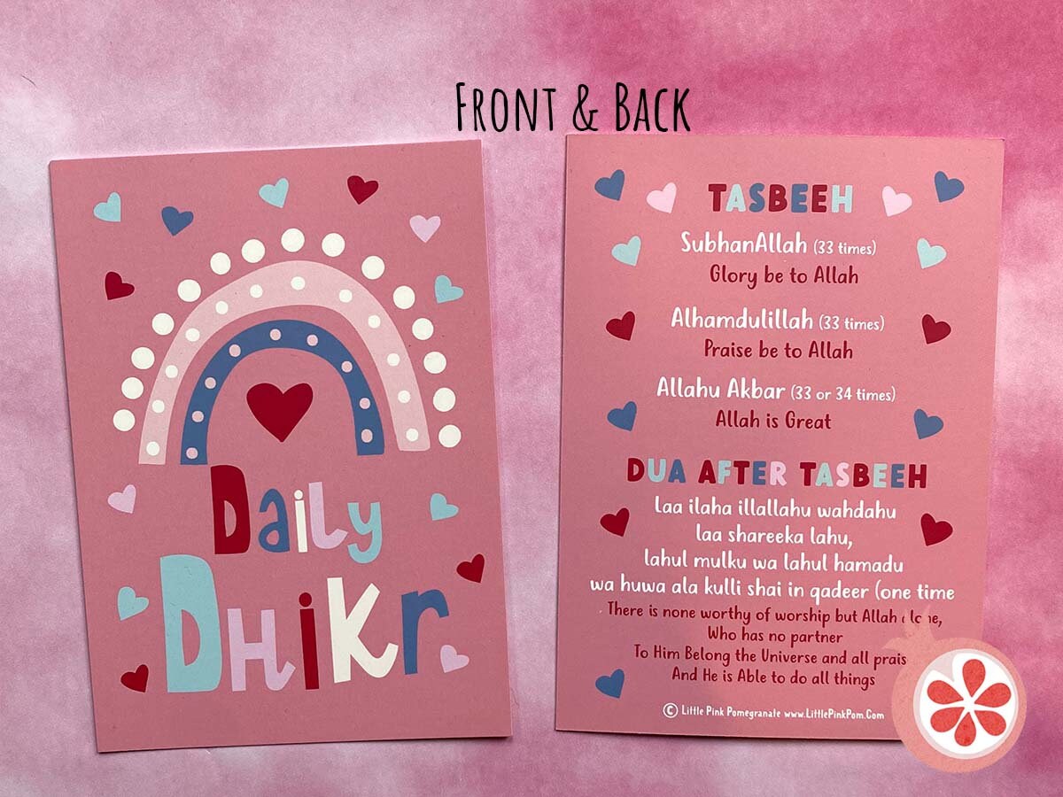 Pink Dhikr Card and Tasbeeh Gift Set - Ramadan Gifts - Prayer Beads ...