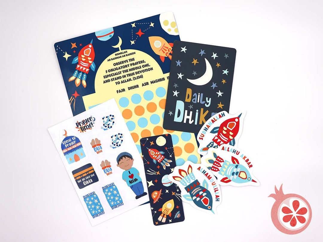 Space Rockets Themed Salah Tracker Prayer Packs - Reusable Prayer ...