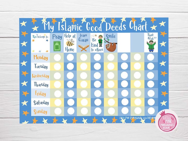 Islamic Good Deeds Chart - Muslim Children Good Deeds Chart - Islamic ...
