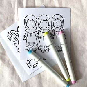 My Beautiful Hijab Colouring 5 Card Pack - Islamic Cards for Muslim ...