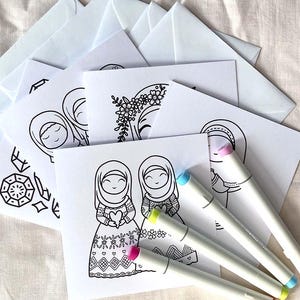My Beautiful Hijab Colouring 5 Card Pack - Islamic Cards for Muslim ...