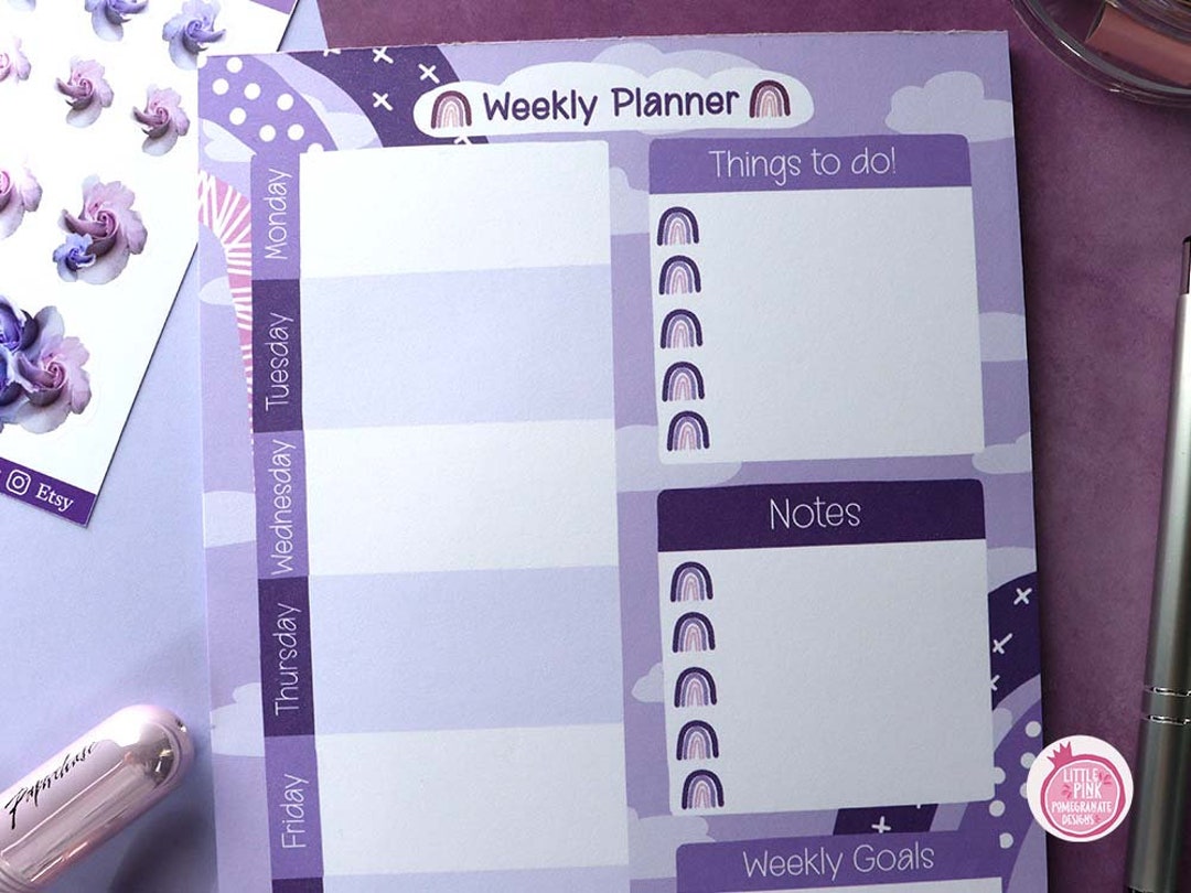 Purple Rainbow Weekly Planner 50 Sheets A5 Rainbow Weekly Planner Pad ...