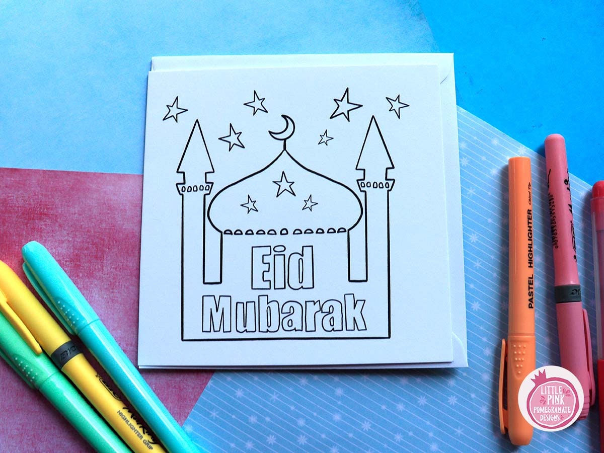 5 Pack Colour in Eid Cards Children's Eid Cards DIY - Etsy