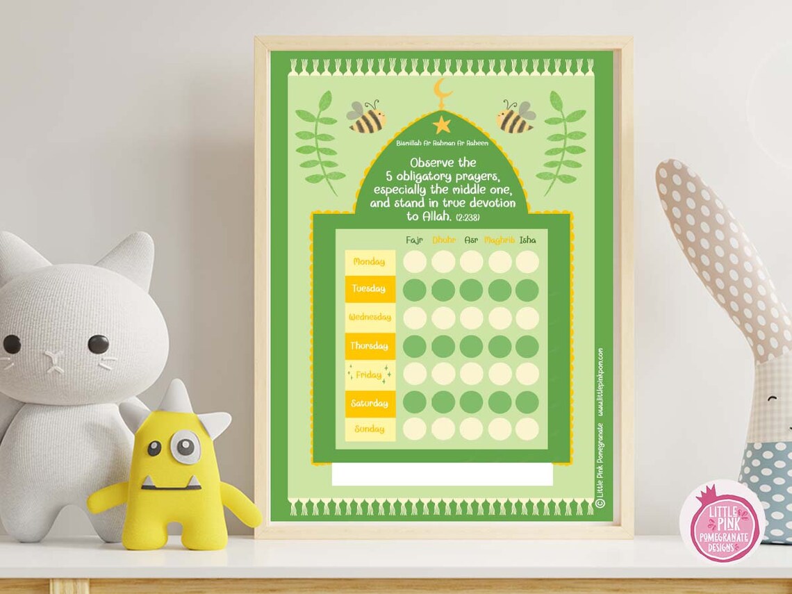 Reusable Muslim Prayer Chart Salah Chart Namaz Chart | Etsy