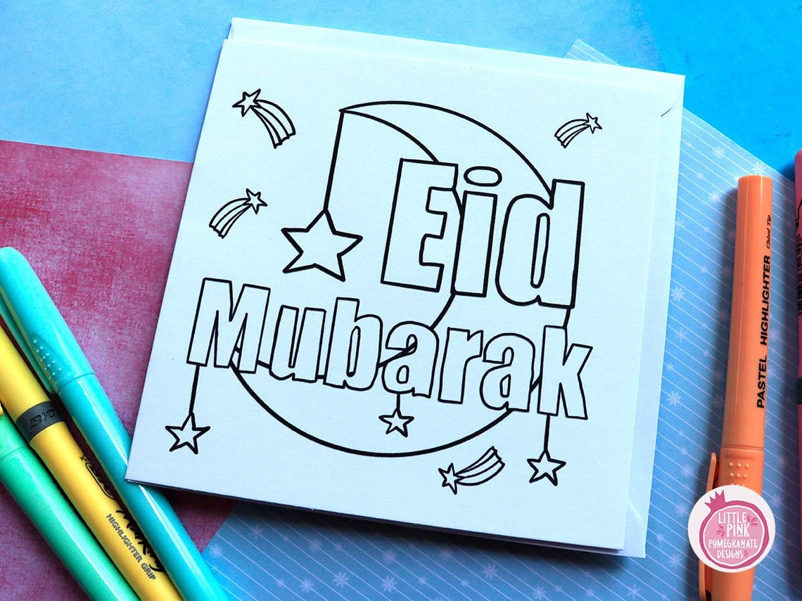 5 Pack Colour in Eid Cards Children's Eid Cards DIY | Etsy
