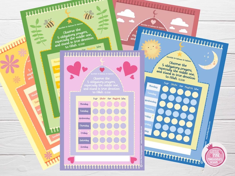 Reusable Muslim Prayer Chart Salah Chart Namaz Chart | Etsy