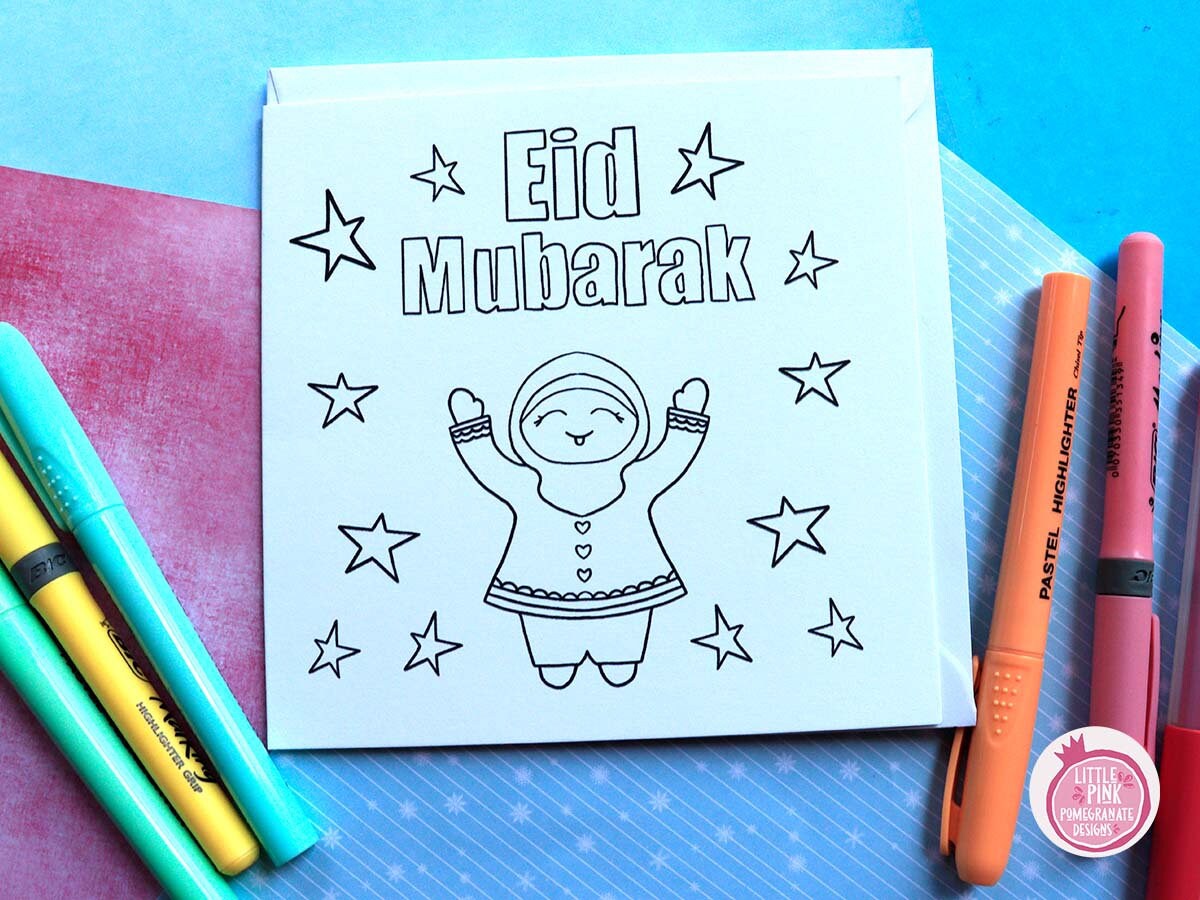 5 Pack Colour in Eid Cards Children's Eid Cards DIY - Etsy
