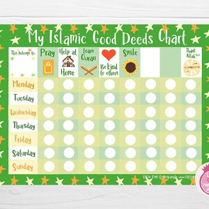 Islamic Good Deeds Chart - Muslim Children Good Deeds Chart - Islamic ...
