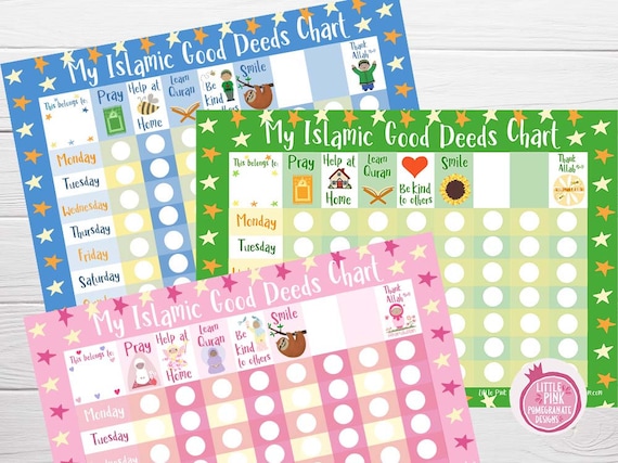 Islamic Good Deeds Chart Muslim Children Good Deeds Chart | Etsy