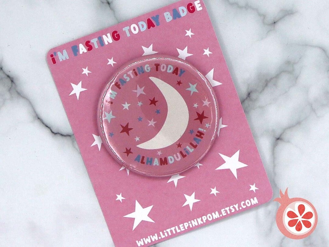 Pink Moon Fasting Today Badge - Ramadan Badge - Islamic Fasting Badge ...