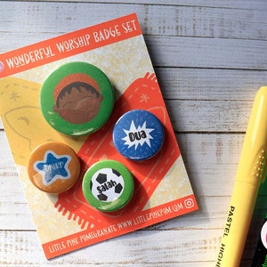 Wonderful Worship Pin Badge Set - Ibaadah Pin Badges - Badges for ...