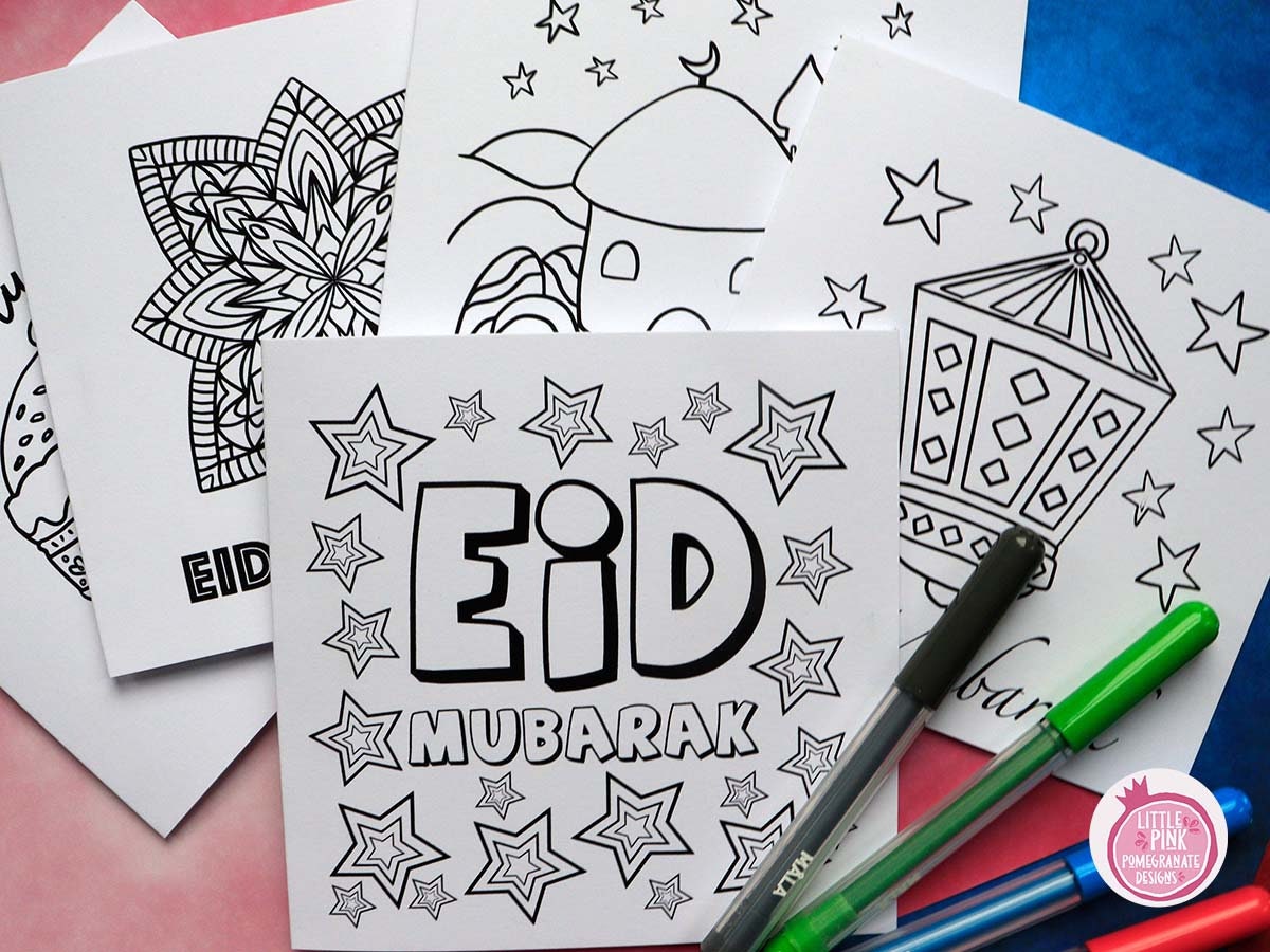 Colour-in Eid Card Pack Ramadan Activity Eid Cards DIY - Etsy UK