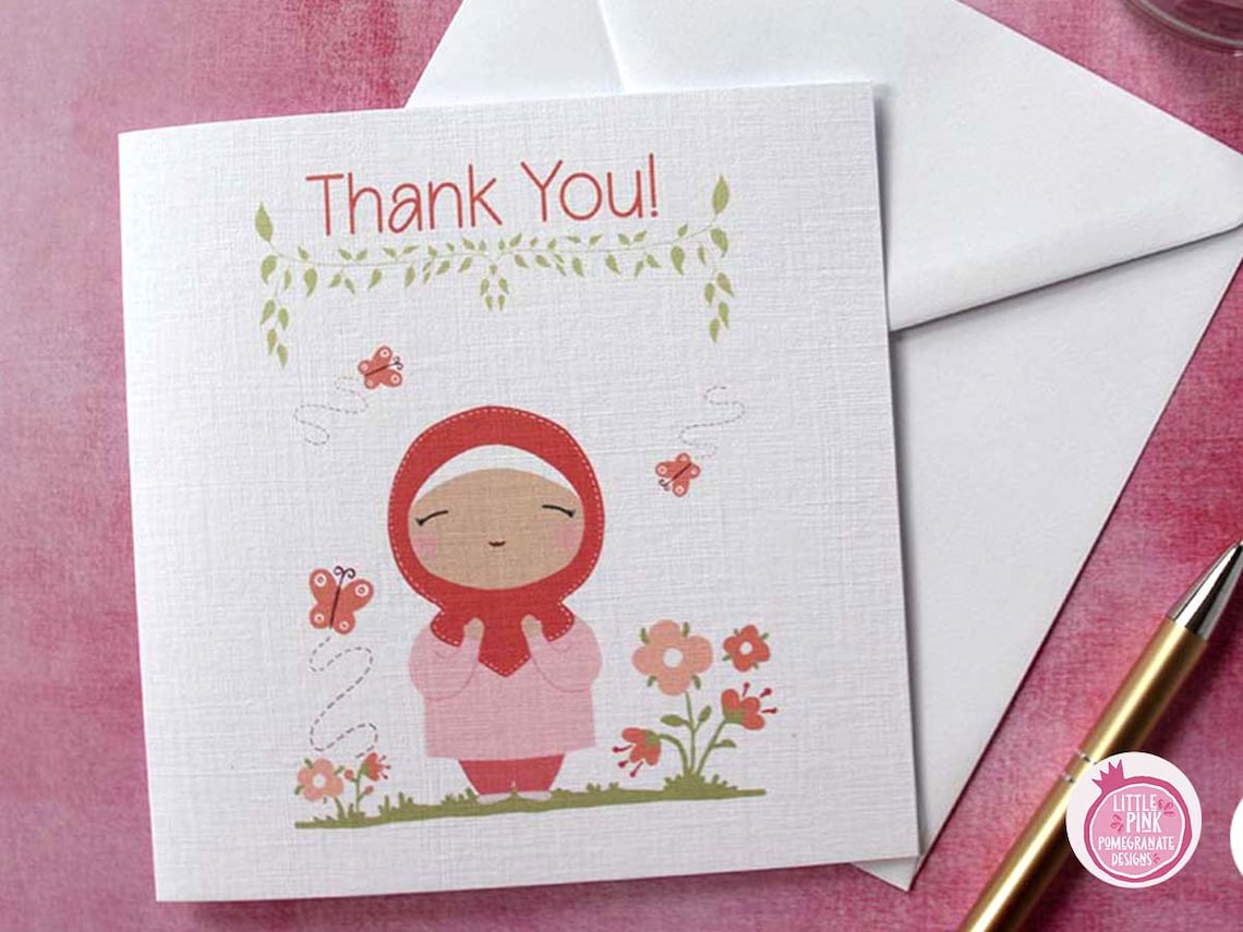 Thank You Card Hijabi Card Muslim Greeting Card Islamic - Etsy