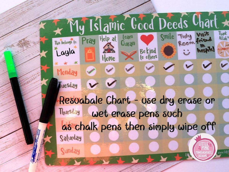 Islamic Good Deeds Chart Muslim Children Good Deeds Chart | Etsy