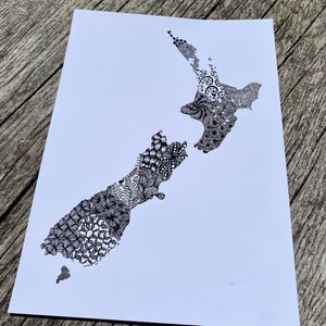 New Zealand Zentangle Print - Etsy
