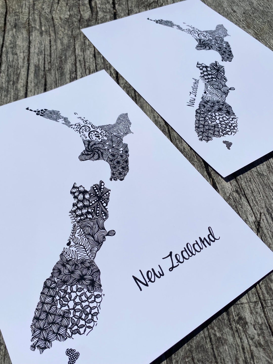 New Zealand Zentangle Print - Etsy