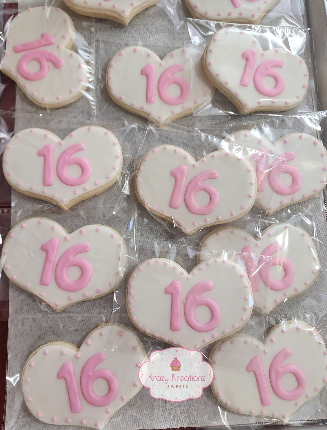 Sweet 16 Heart Cookies, Sugar Cookie, Sweet 16 Favors - Etsy