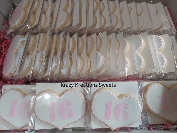 Sweet 16 Heart Cookies Sugar Cookie Sweet 16 Favors - Etsy