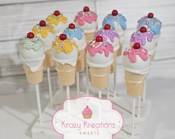 Mini Cakes and Cake Pop Ice Cream Cone Party Package, Cake Pops With ...