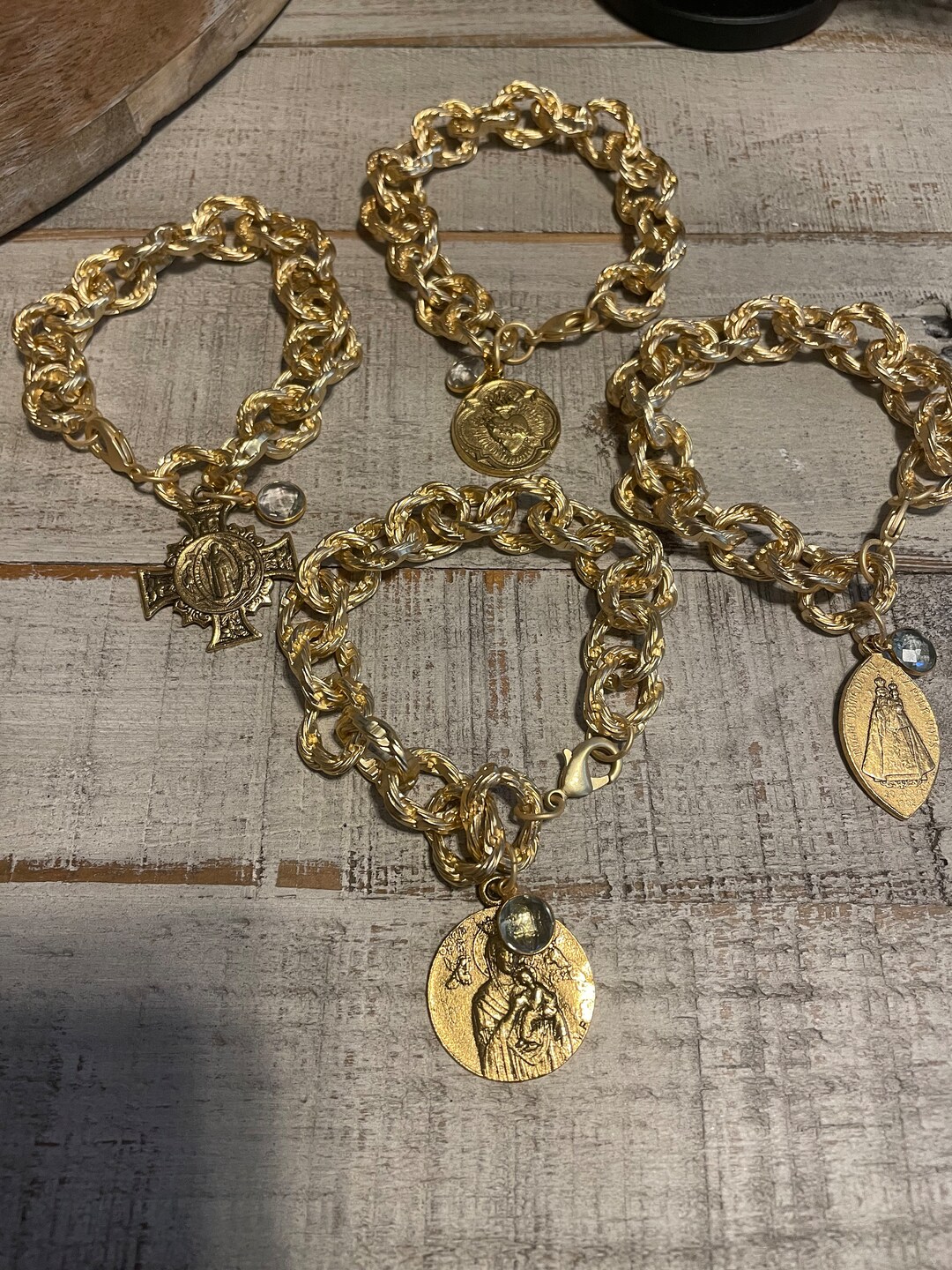 Assorted Medals W/ Stone on Chunky Multi Link - Etsy
