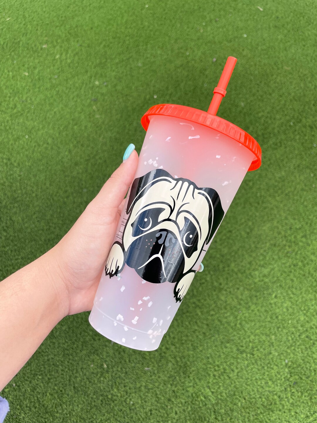 STARBUCKS Pug Dog Cup Color Changing Confetti Cups 24oz - Etsy