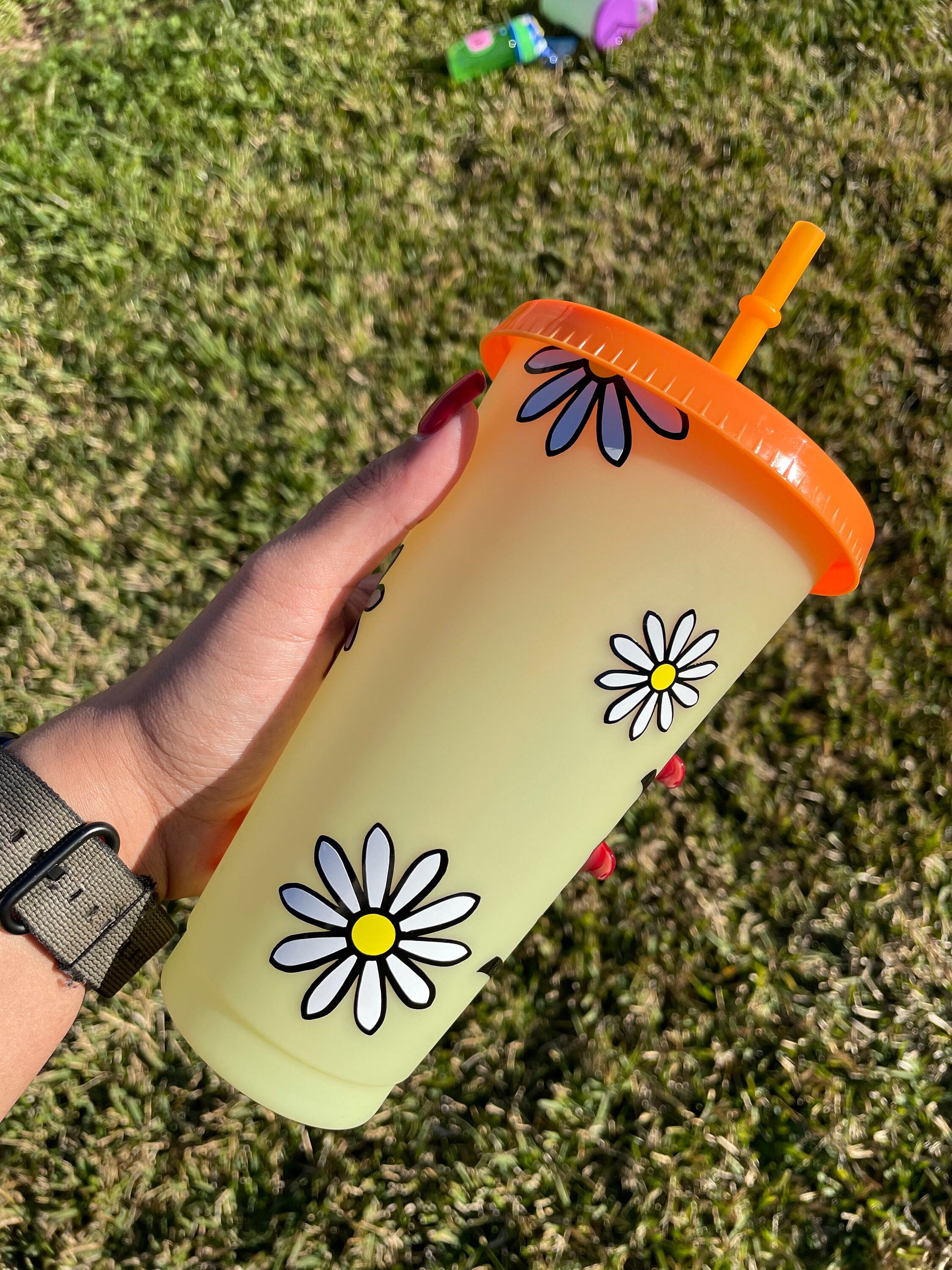 Color Changing Cup, Daisy Flower Tumbler, Personalized Cold Cup, Daisy ...