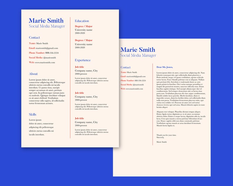 Zoe Resume/cover Letter Template - Etsy