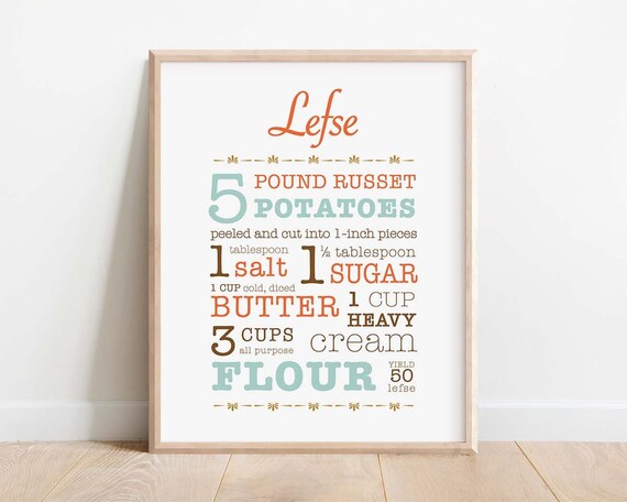 Norwegian Lefse Recipe Printable Norway Art Scandinavian - Etsy