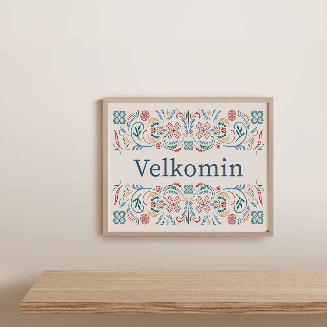 Digital Download Velkomin Print Icelandic Print Folk Art | Etsy