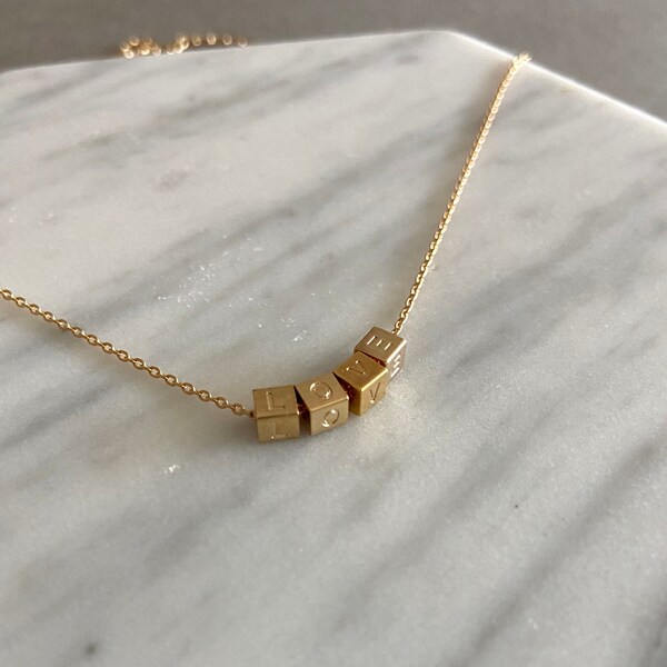 Gold Cube Necklace - Etsy