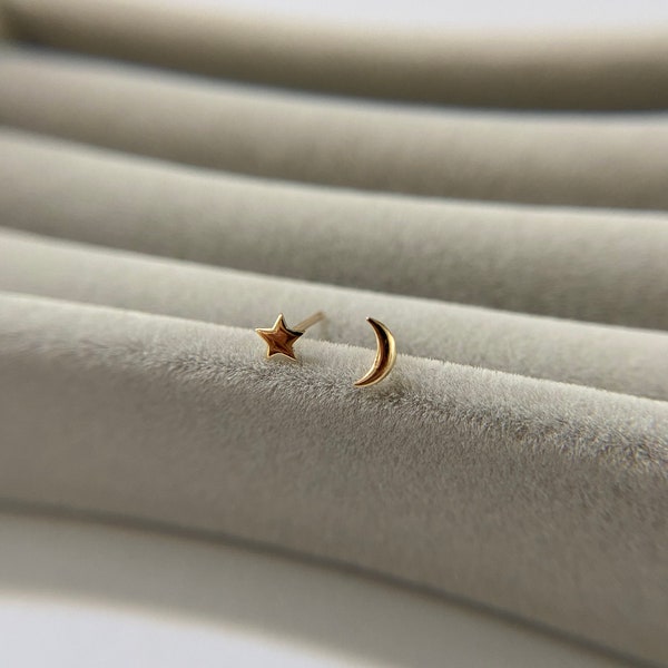 Crescent Moon Stud Earrings - Etsy