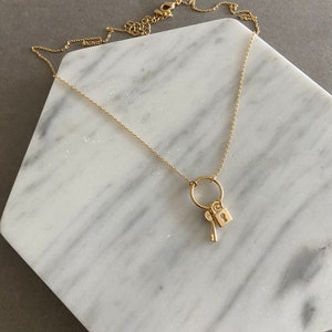 Gold Tiny Mini Lock and Key Necklace - Brass Over 18K Gold Dipped - Etsy